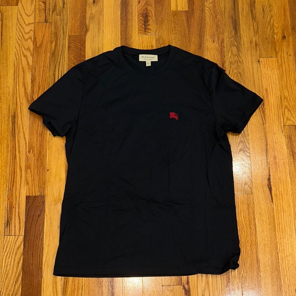 Burberry | Shirts | Burberry Black Tee With Red Logo | Poshmark